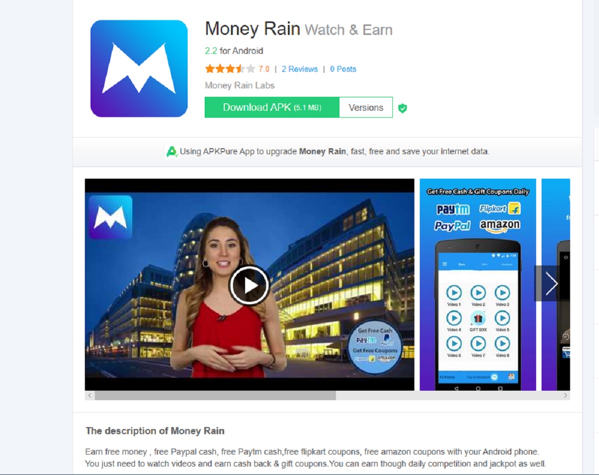 Money Rain: Watch & Earn App Review – Legit or Scam – 9 to 5 Work Online