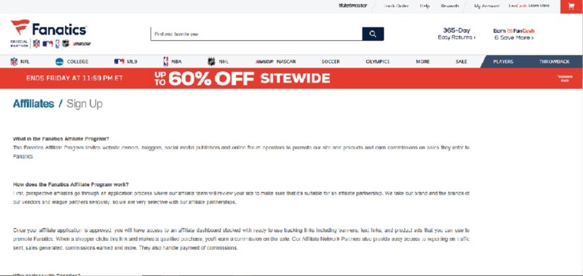 Fanatics Affiliate Program Review – Legit or Scam – 9 to 5 Work Online